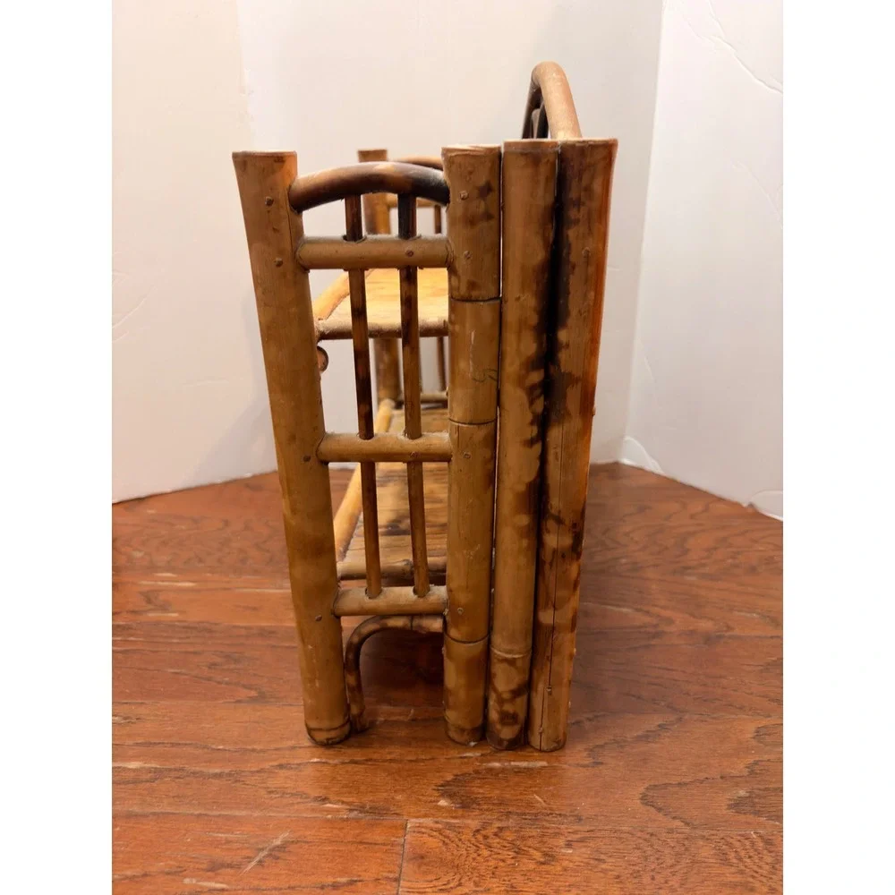Storage & Organization | Vintage Burnt Bamboo Folding Wall Shelf ...